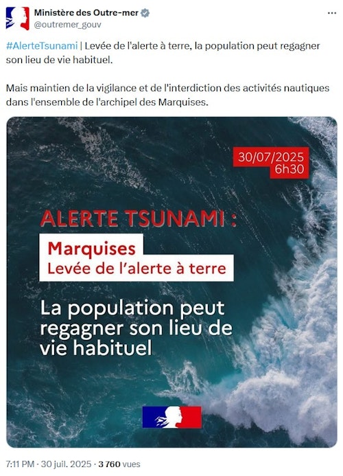 Séisme dans le Pacifique : l'alerte tsunami levée en Polynésie ...